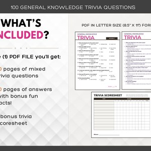 100 Trivia Questions Bundle, General Knowledge Trivia Game, Instant ...