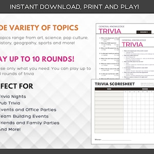 100 Trivia Questions Bundle, General Knowledge Trivia Game, Instant ...