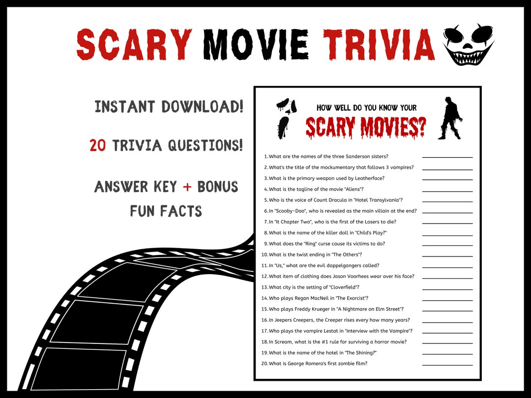 Scary Movie Trivia Halloween Trivia, Scary Movie Quiz, Halloween Games ...