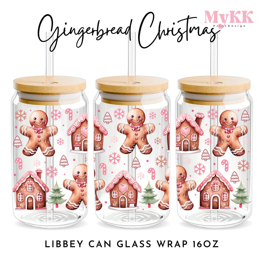 Gingerbread Christmas Libbey Wrap, 16oz Libbey Wrap Sublimation Design ...