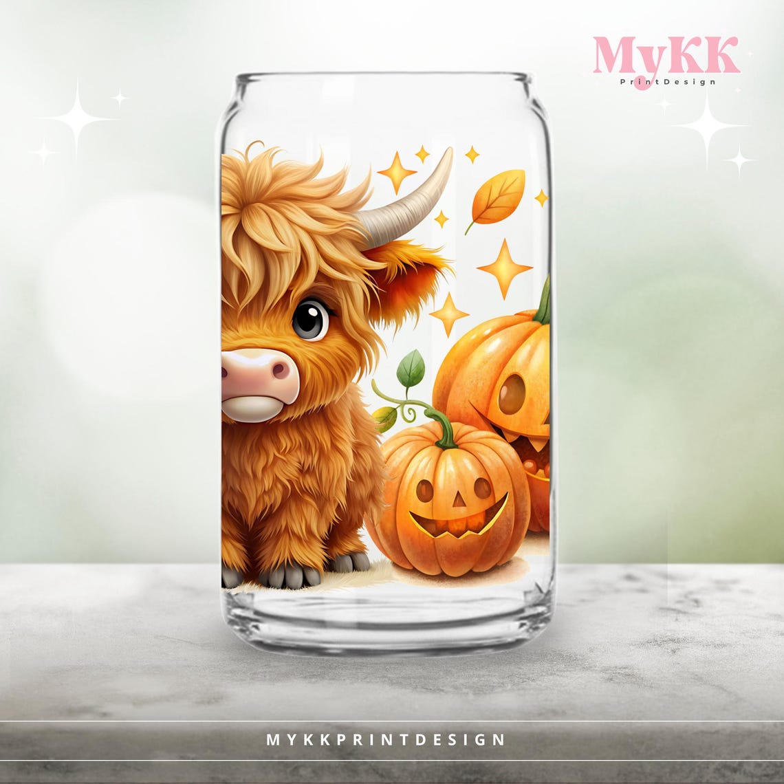 Baby Highland Cow Libbey Glass Wrap, 16oz Libbey Wrap Sublimation ...
