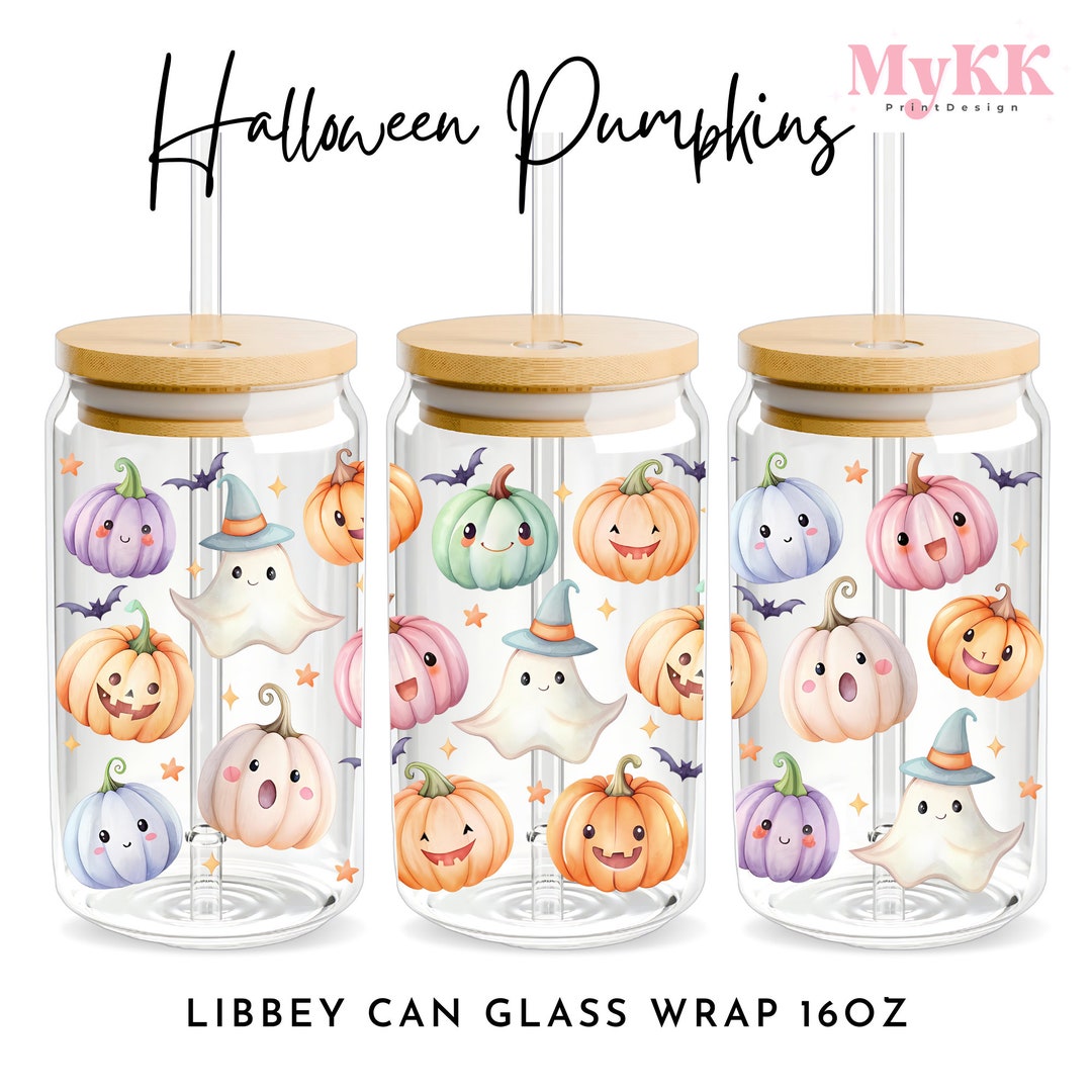 Halloween Pumpkins Libbey Glass Wrap, 16oz Libbey Wrap Sublimation ...