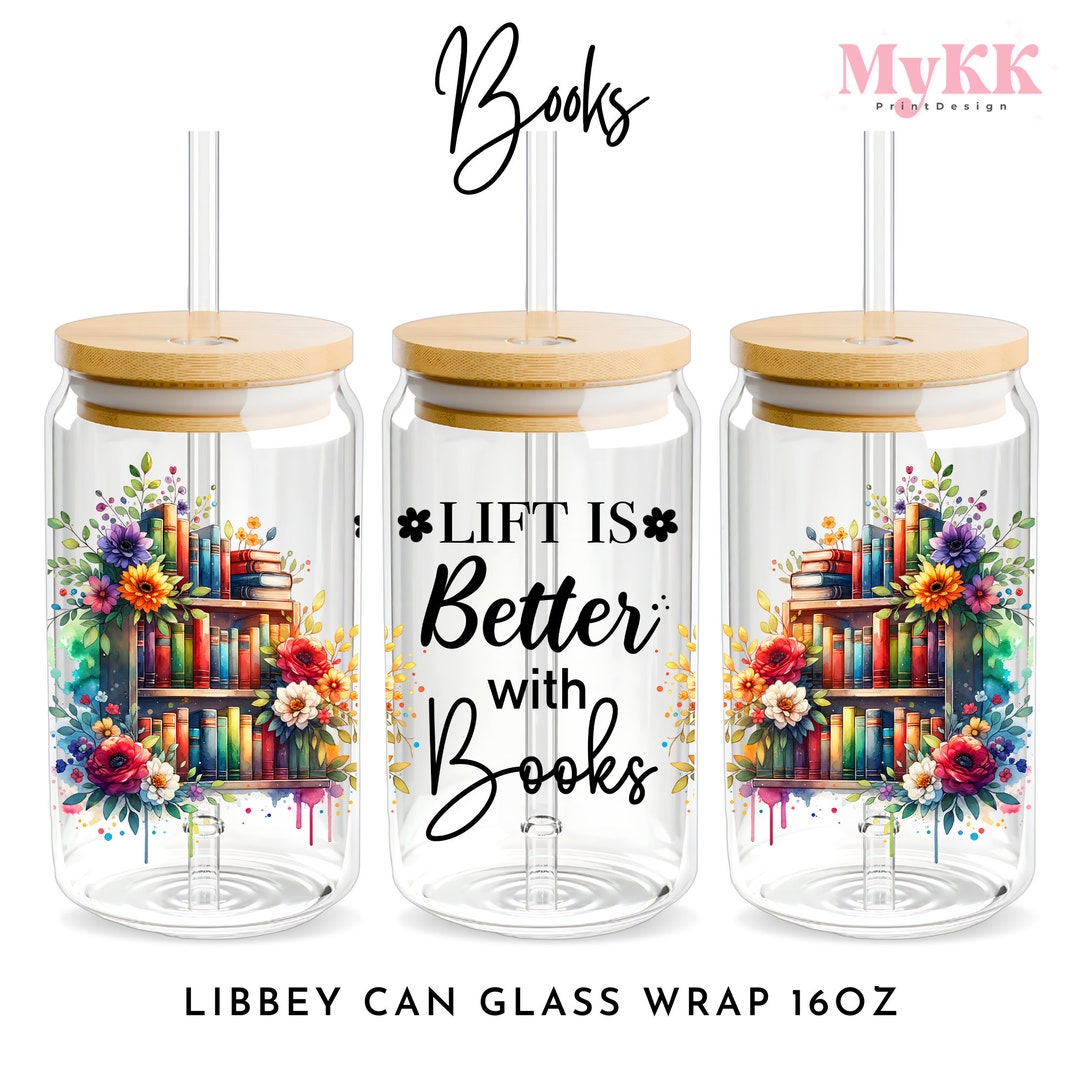 Books Libbey Glass Wrap Png, 16oz Libbey Wrap Sublimation Design Png ...