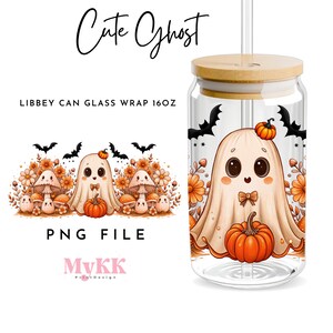 Cute Ghost Halloween Libbey Glass Wrap, 16oz Libbey Wrap Sublimation ...
