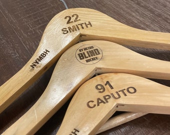 Business Logo Laser Engraved Wooden Hangers Customized Wood Hangers ...