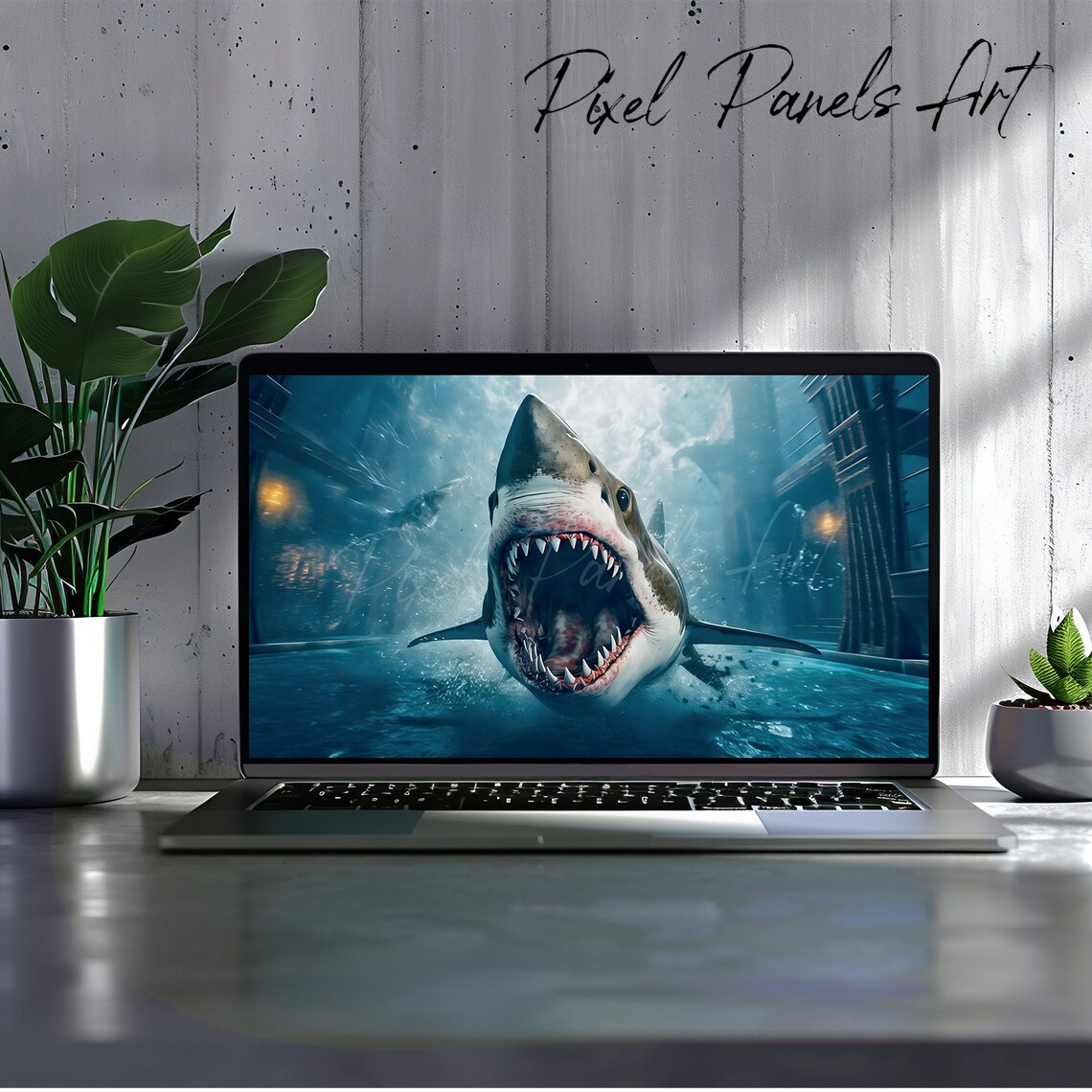 Apocalyptic Shark Digital Oil Painting, Digital TV Art 4K Res, Underwater, Instant Download ...