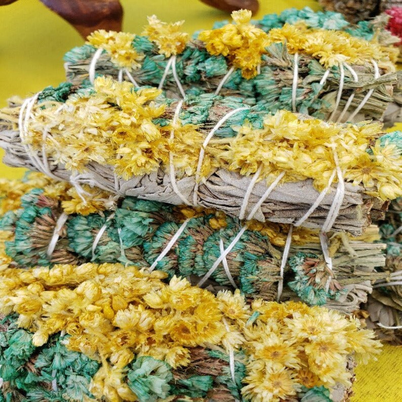 Yellow & Green Mullein and White Sage 4″ Smudge Sticks - Etsy