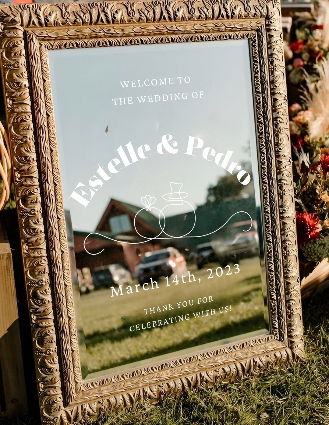 Personalized Names Wedding Mirror Decal Minimalistic Wedding - Etsy