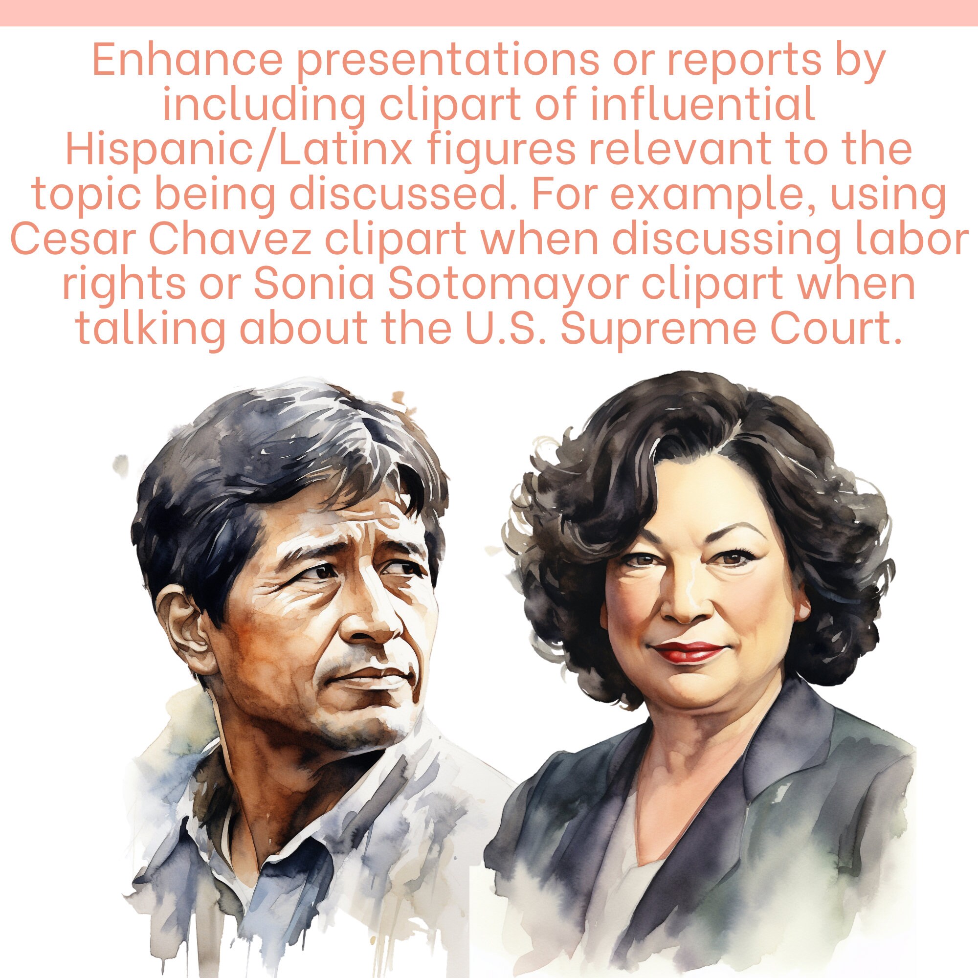 Hispanic Heritage Month Clipart: Watercolor Portraits (digital Download ...