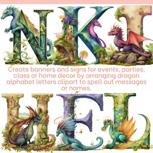 Dragon Alphabet Letters: Fairy Tale Bulletin Board Clipart (PNG Digital ...