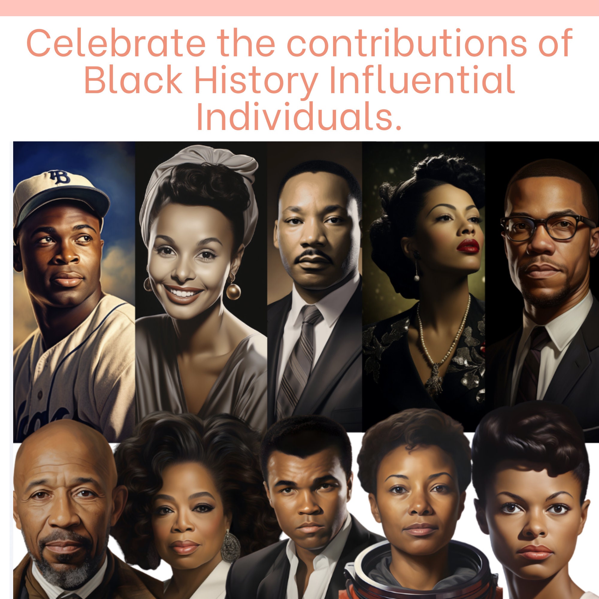 Black History Month Clipart Bundle: Diverse Portraits (PNG Digital ...