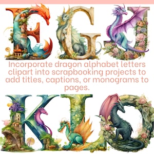 Dragon Alphabet Letters: Fairy Tale Bulletin Board Clipart (PNG Digital ...