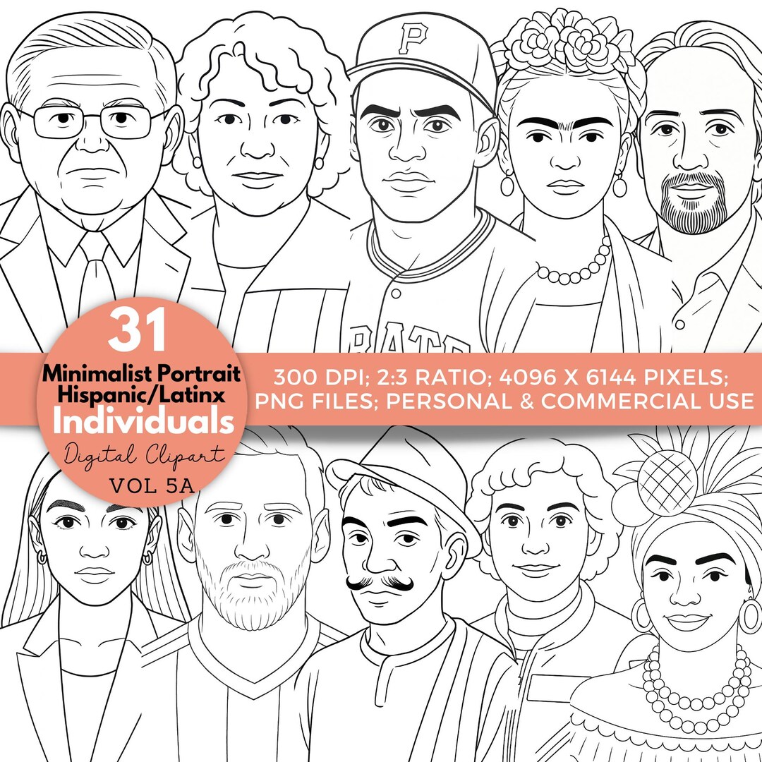 Hispanic Heritage Month Clipart for Activities Line Art PNG: Hispanic ...