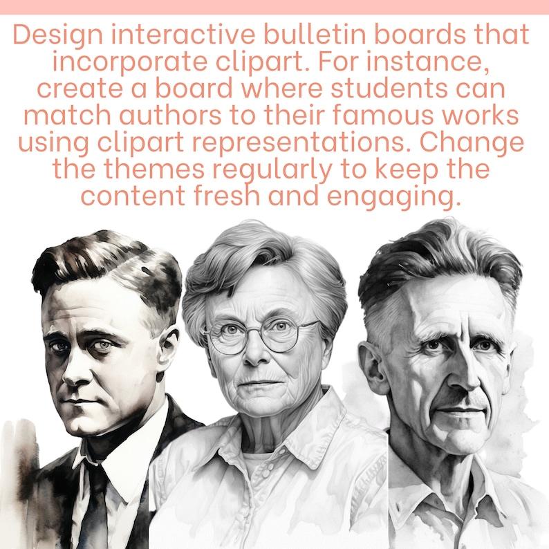 Famous Authors Clipart for Reading Bulletin Board Classroom Decor ...