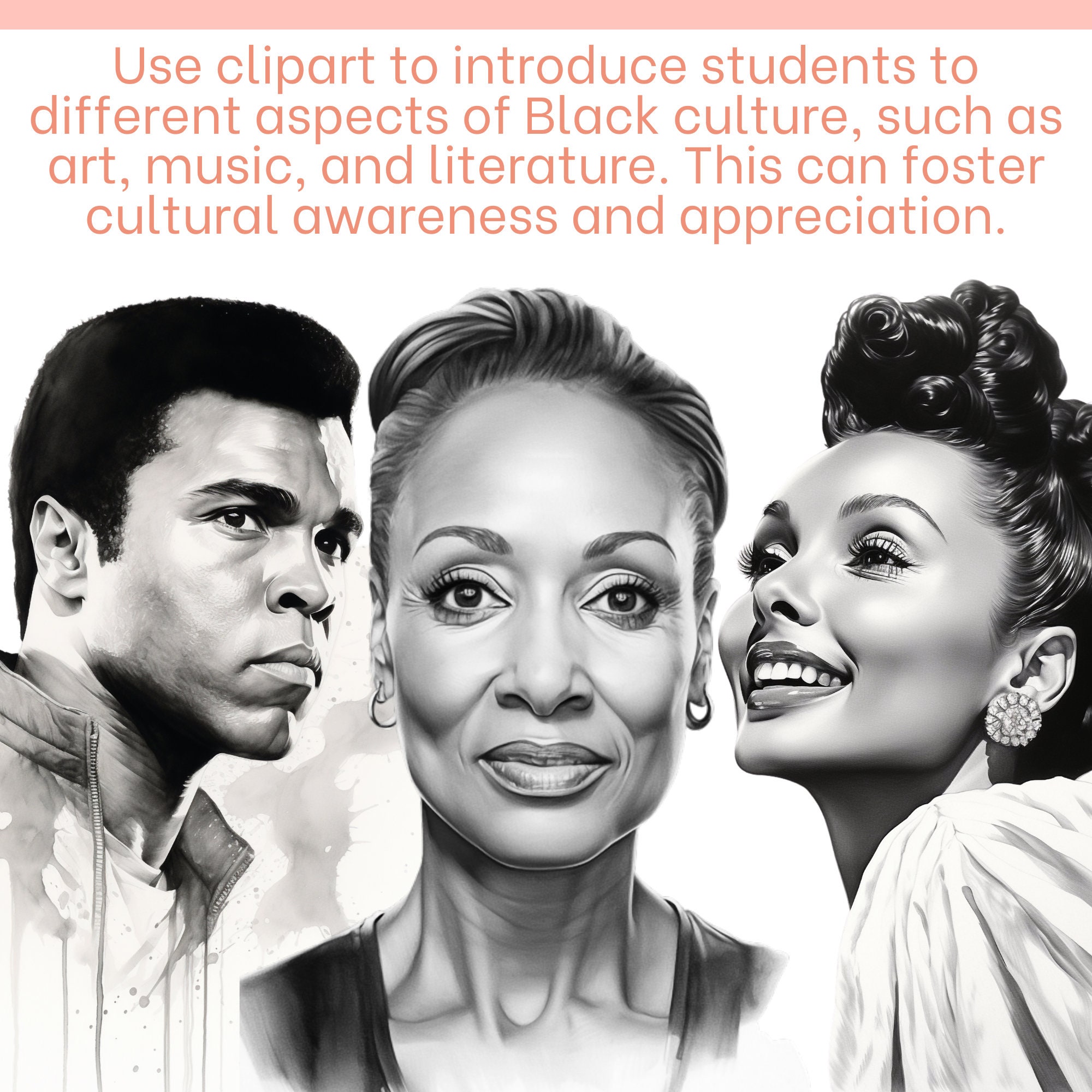 Black History Month Clipart: Watercolor Portraits PNG (digital Download ...