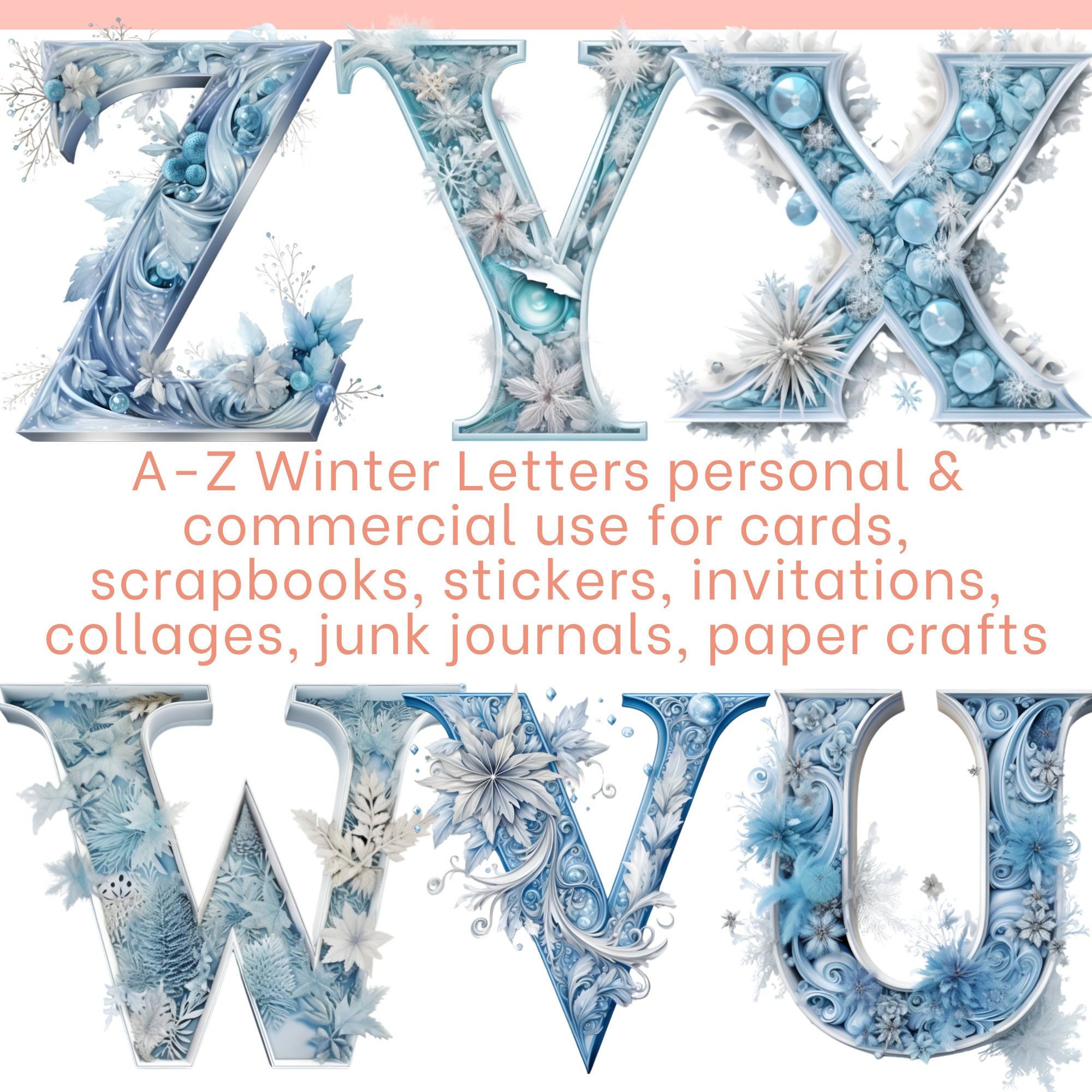 Winter Alphabet Clipart, Winter Bulletin Board Letters, Alphabet ...