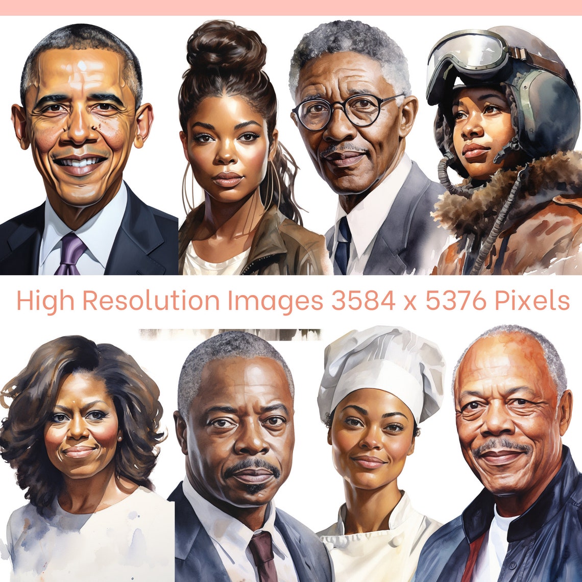 Famous Black People Art Prints, Black History Clipart, Black History ...
