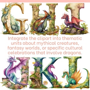 Dragon Alphabet Letters: Fairy Tale Bulletin Board Clipart (PNG Digital ...