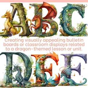 Dragon Alphabet Letters: Fairy Tale Bulletin Board Clipart (PNG Digital ...