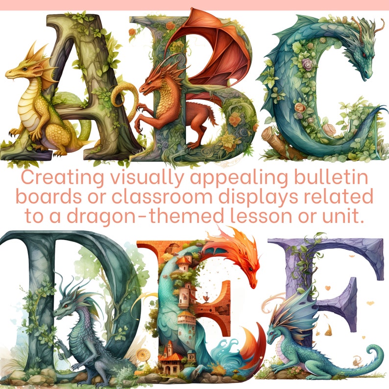 Bulletin Board Letters Printable, Fairy Tale Dragon Letters A-Z ...