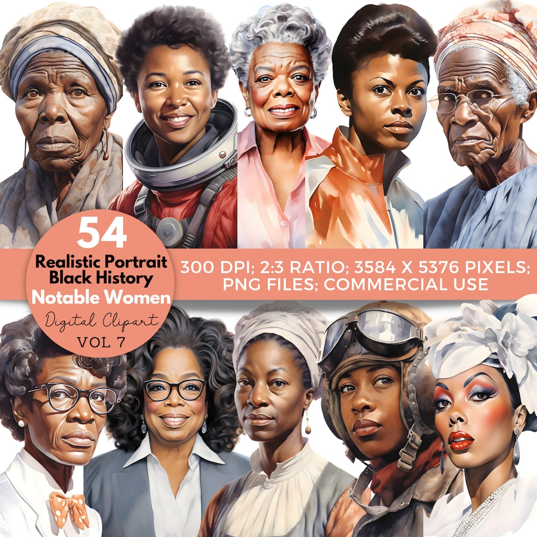 Black Women Clipart: Notable African American Women Portraits (PNG ...