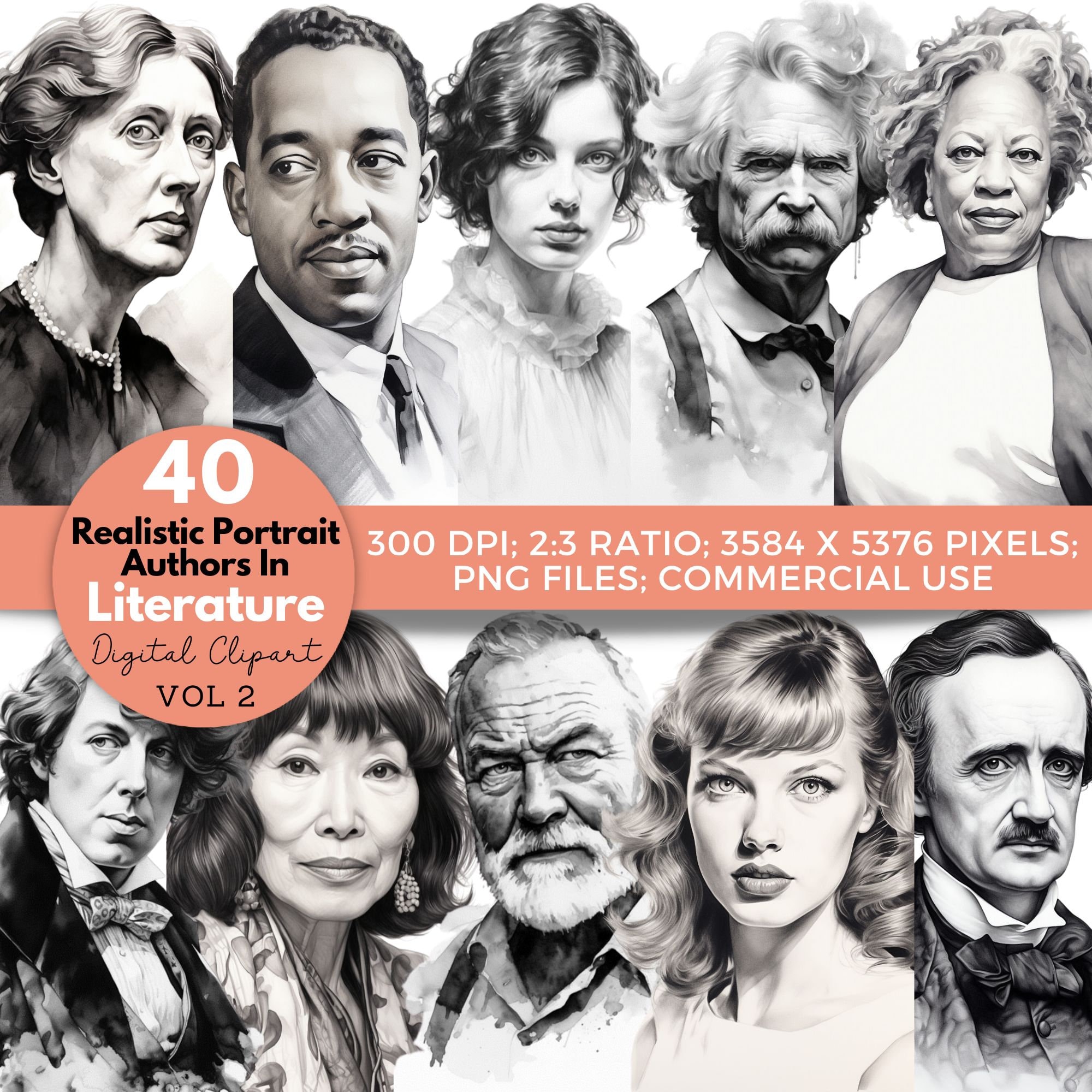 Famous Authors Clipart for Reading Bulletin Board Classroom Decor ...