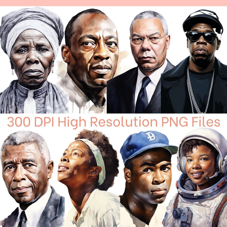 Black History Month Clipart Bundle: Diverse Portraits (PNG Digital ...