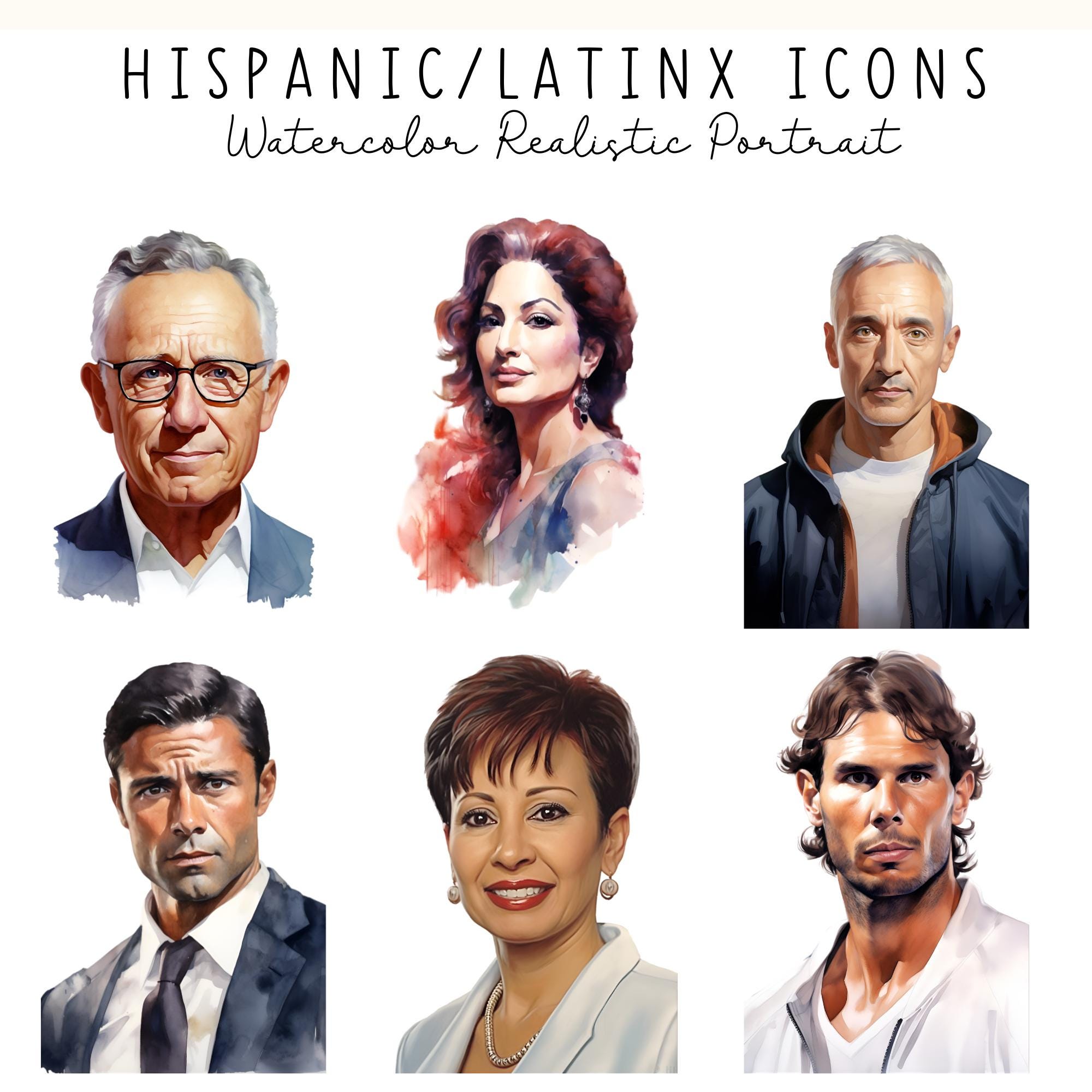 Hispanic Heritage Watercolor Clipart: 26 Latino Leaders (digital ...
