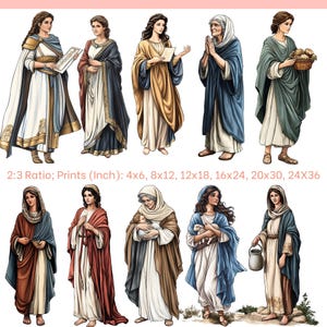 Watercolor Bible Women Clipart: Sunday School Illustrations (digital ...