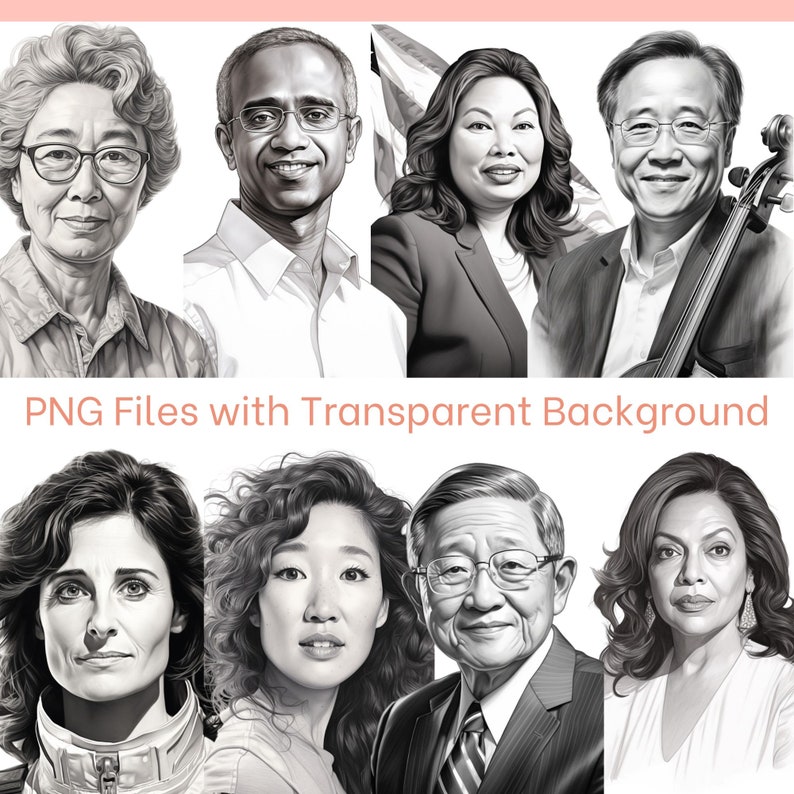 AAPI Heritage Month Clipart: Influential Asian Americans (digital ...