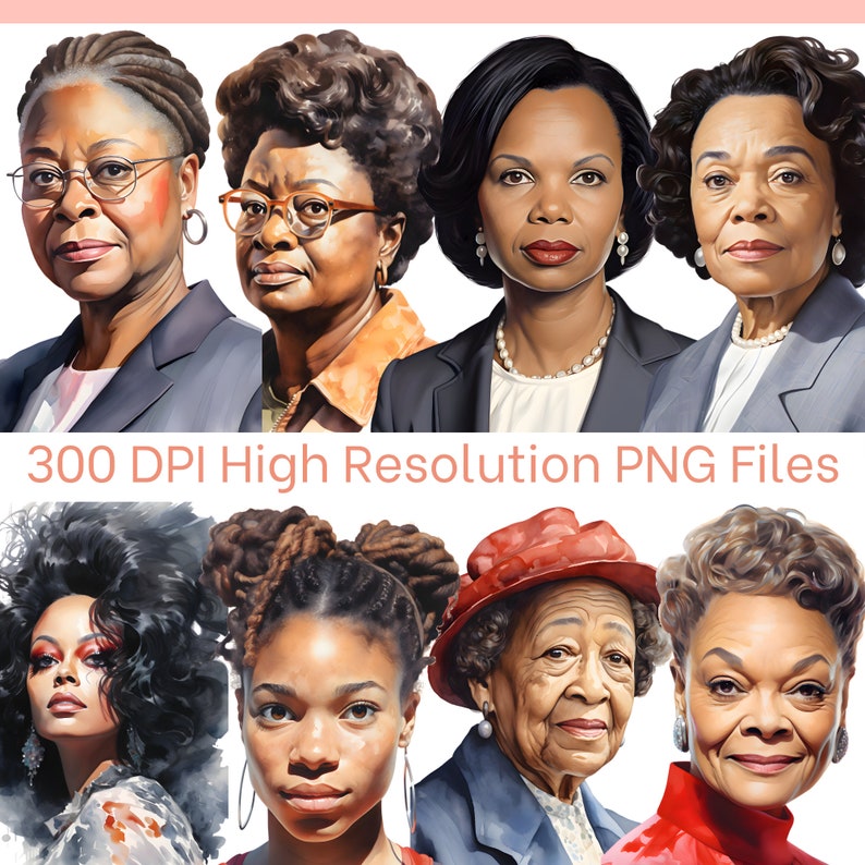 Black Women Clipart: Notable African American Women Portraits (PNG ...
