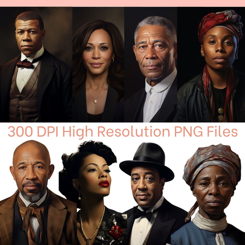 Black History Month Clipart: Portrait PNG Images (digital Download - Etsy
