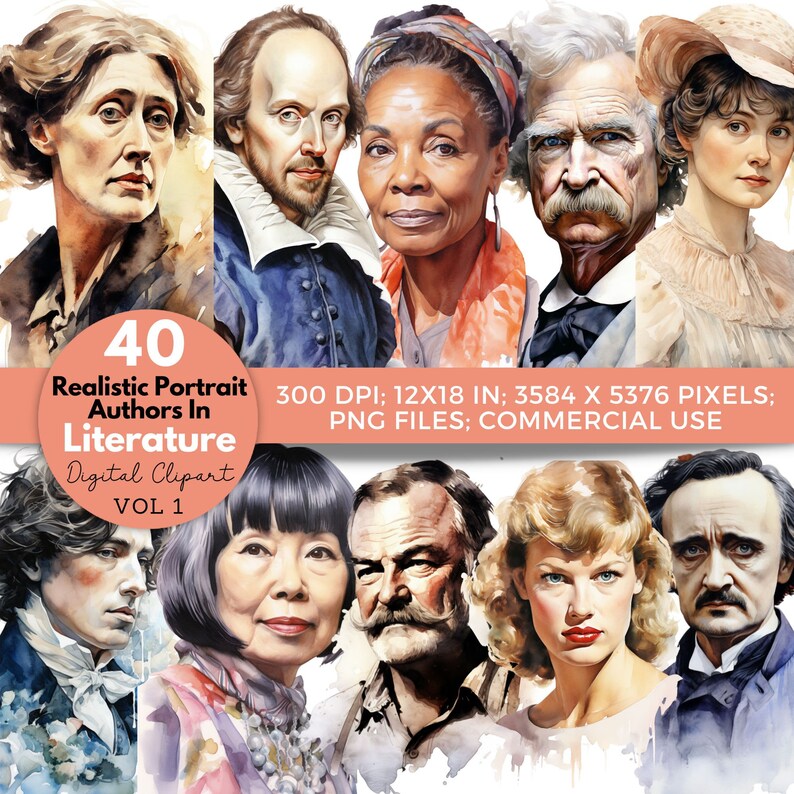 Reading Bulletin Board With Famous Authors Clipart Png for - Etsy