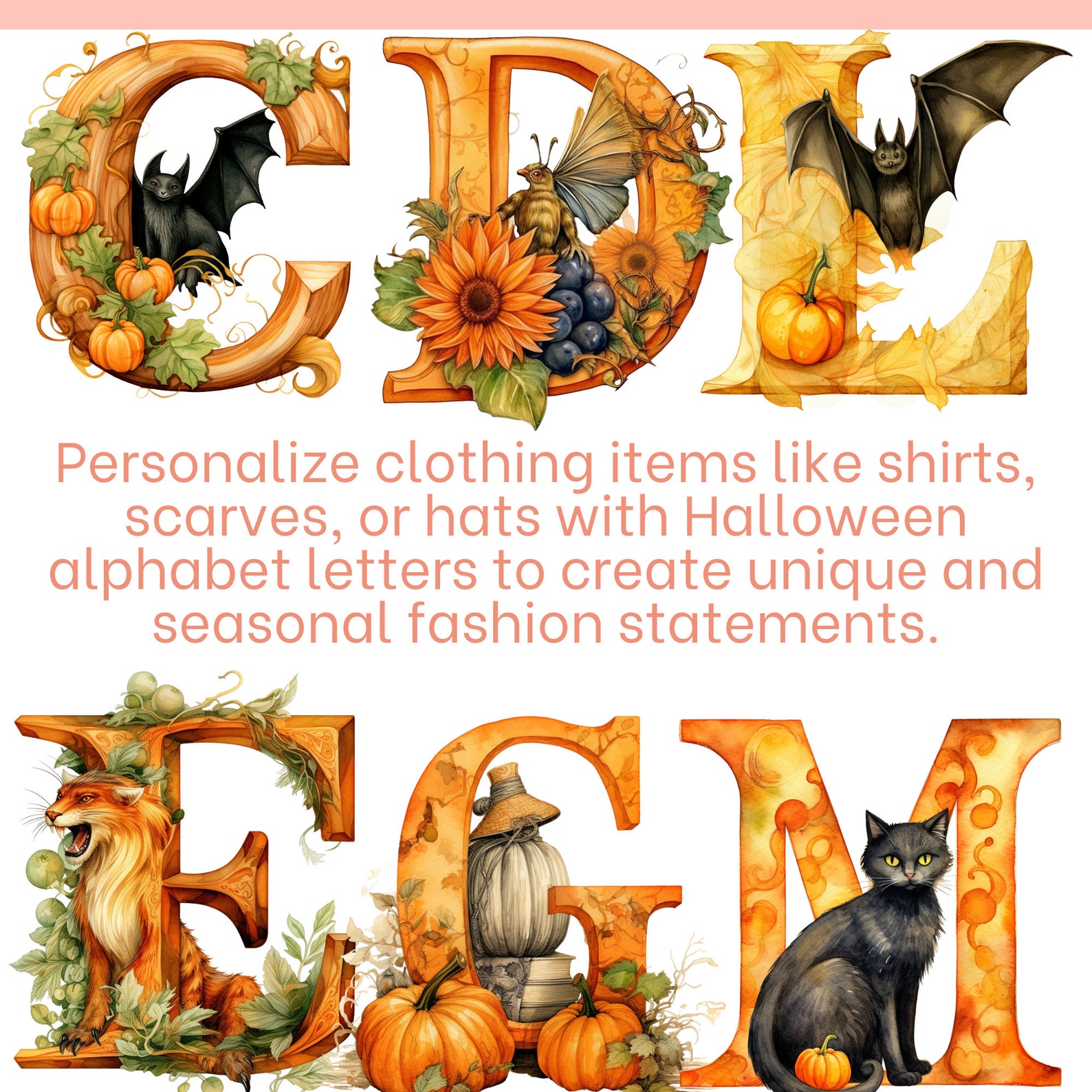 Halloween Alphabet Clipart: Spooky Letters, Bulletin Board (digital ...