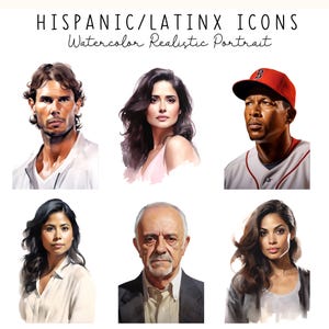 Hispanic Heritage Watercolor Clipart: 26 Latino Leaders (digital ...