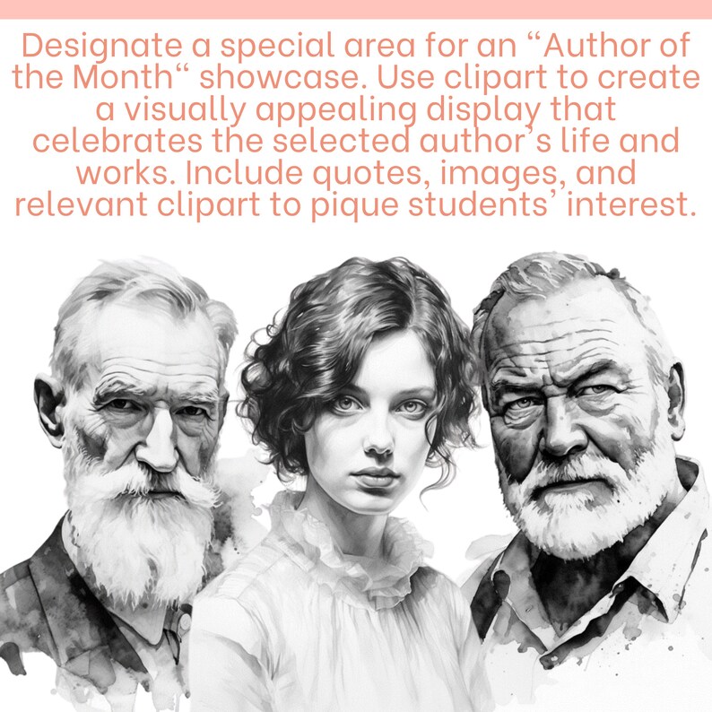 Famous Authors Clipart for Reading Bulletin Board Classroom Decor ...