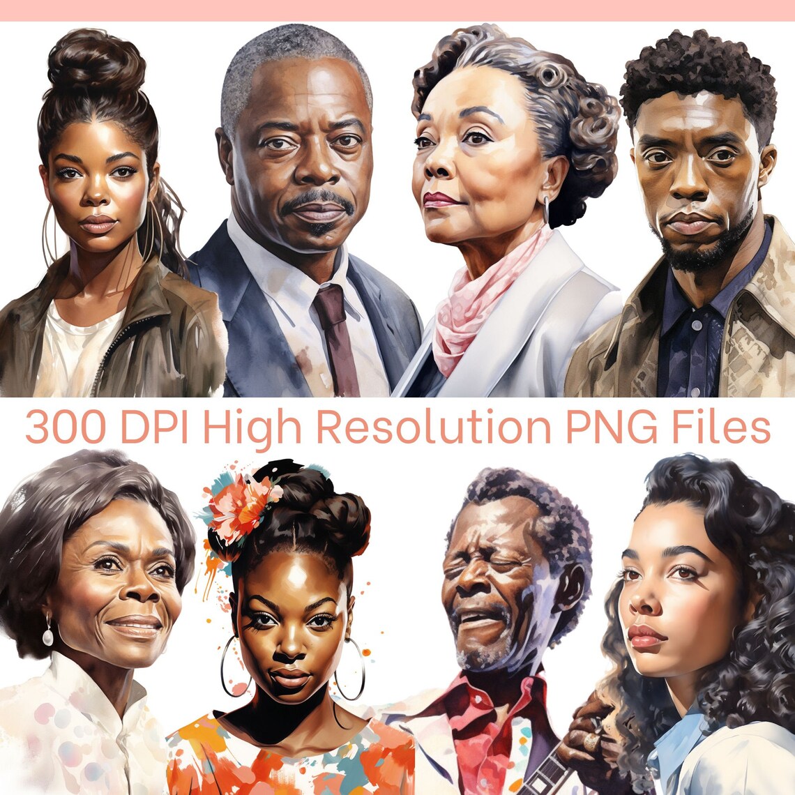 Famous Black People Art Prints, Black History Clipart, Black History ...