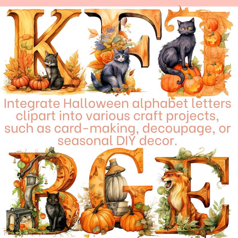 Halloween Alphabet Clipart: Spooky Letters, Bulletin Board (digital ...