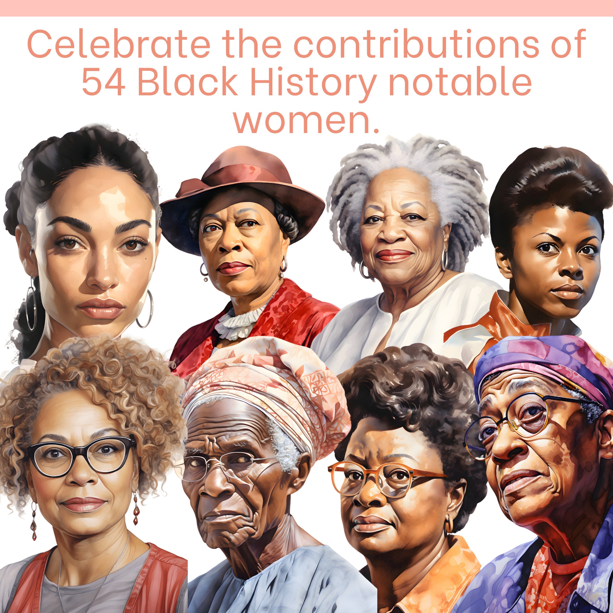 Black Women Clipart: Notable African American Women Portraits (PNG ...