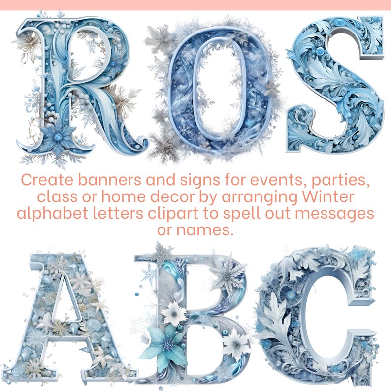 Winter Alphabet Clipart, Winter Bulletin Board Letters, Alphabet ...