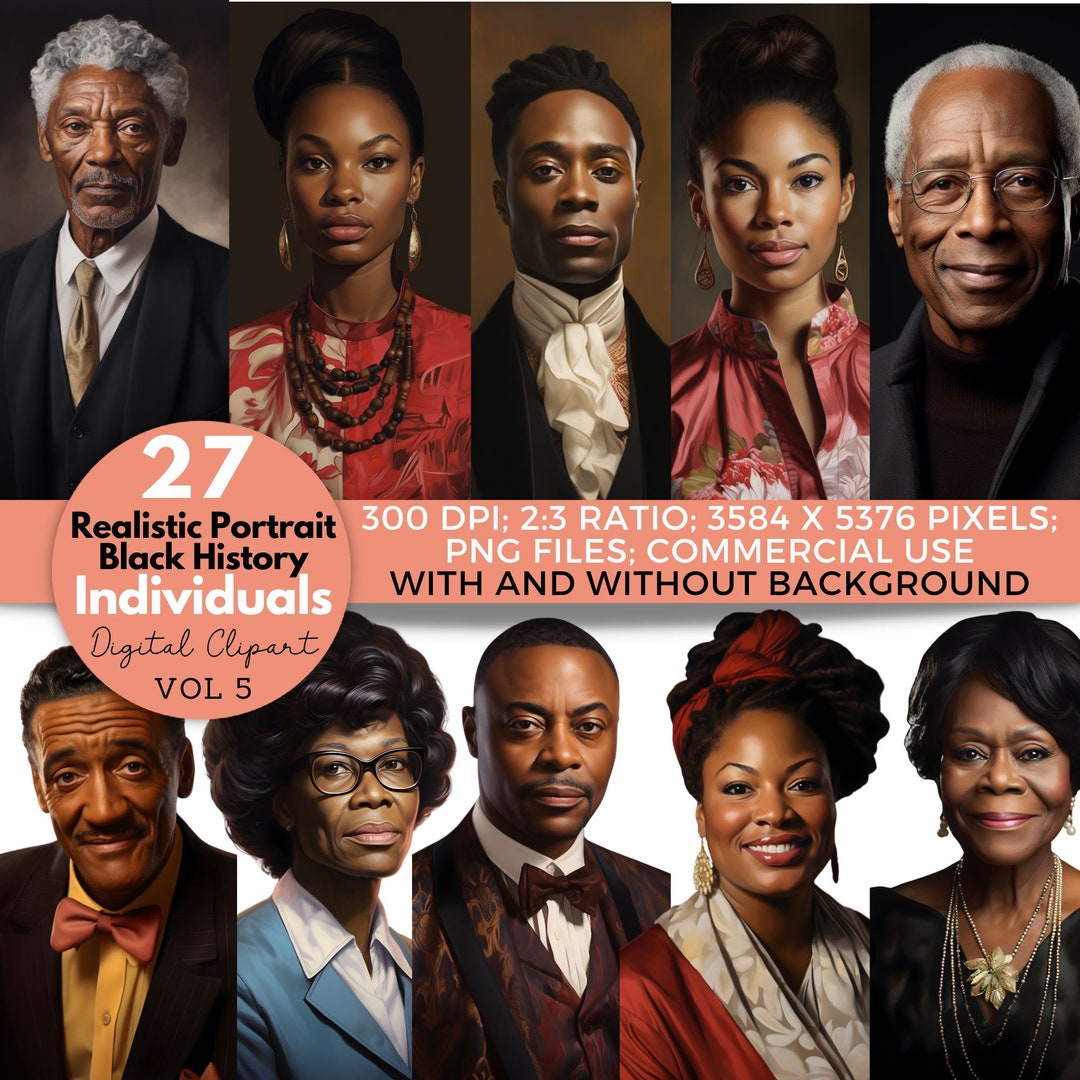 Black History Portraits: African American Art, Famous People Clipart ...