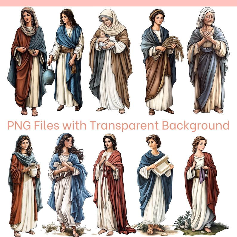 Watercolor Bible Women Clipart: Sunday School Illustrations (digital ...