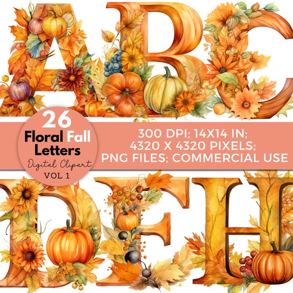 Fall Letters Clipart - Etsy
