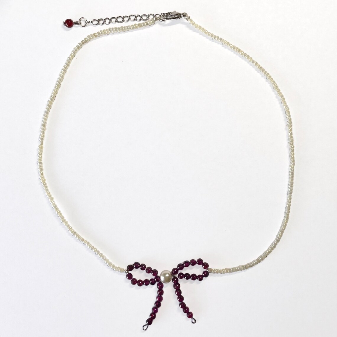 Beaded Bow Neacklace ౨ৎ Coquette Dainty Adjustable Bow Necklace - Etsy