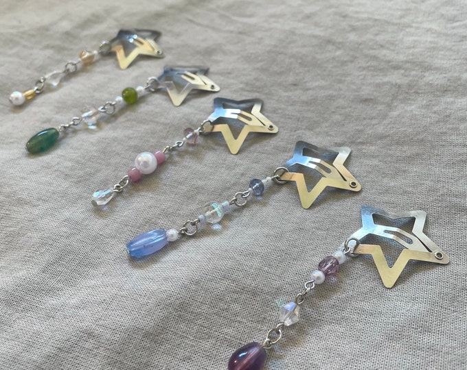 Accessorized Star Clips ~ Adorable Y2k Silver Star Clips With Handmade ...