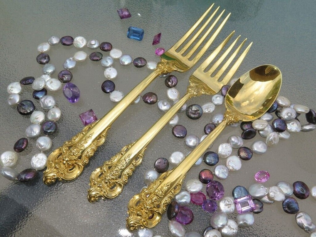 14pc Old Gold Wallace Grand Baroque Sterling Silver Flatware - Etsy