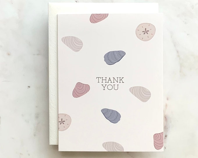 Sea Shell and Mussel Thank You Greeting Card | Sea and Ocean Theme ...
