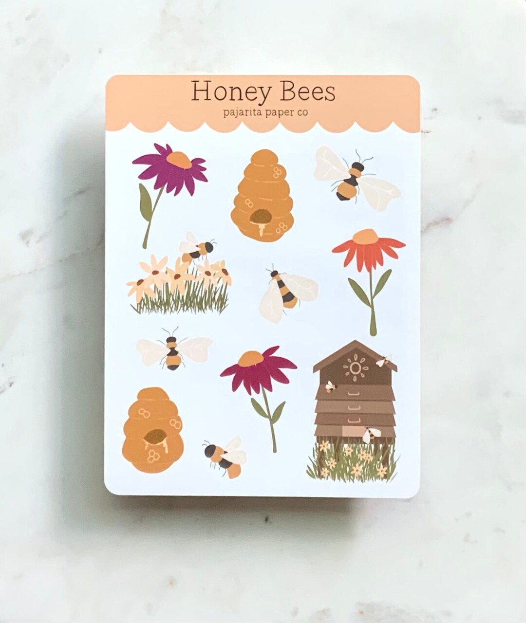 Honey Bees and Flowers Sticker Sheet | Spring Stickers | Journaling ...