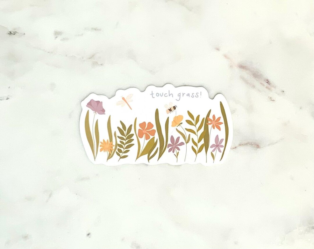 Touch Grass Sticker | Nature Sticker | Outdoors Stickers | Water Bottle ...