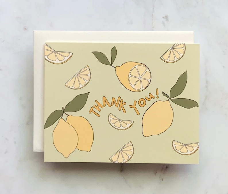 Lemon Thank You Card | Blank Note Card, Friendship - Etsy
